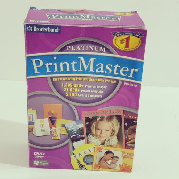 Broderbund | Media | Printmaster Platinum Dvd Rom 997207 Windows Vista ...